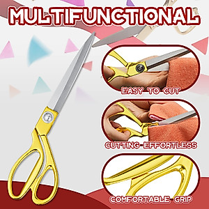 3 Pcs Ribbon Cutting Scissors Gold Metal Scissors Heavy Duty Stainless Steel Fabric Tailor Scissors for Ceremony Events Inaugurations Dressmaking Sewing Plastic Cardboard,10.43 x 2.76 Inch