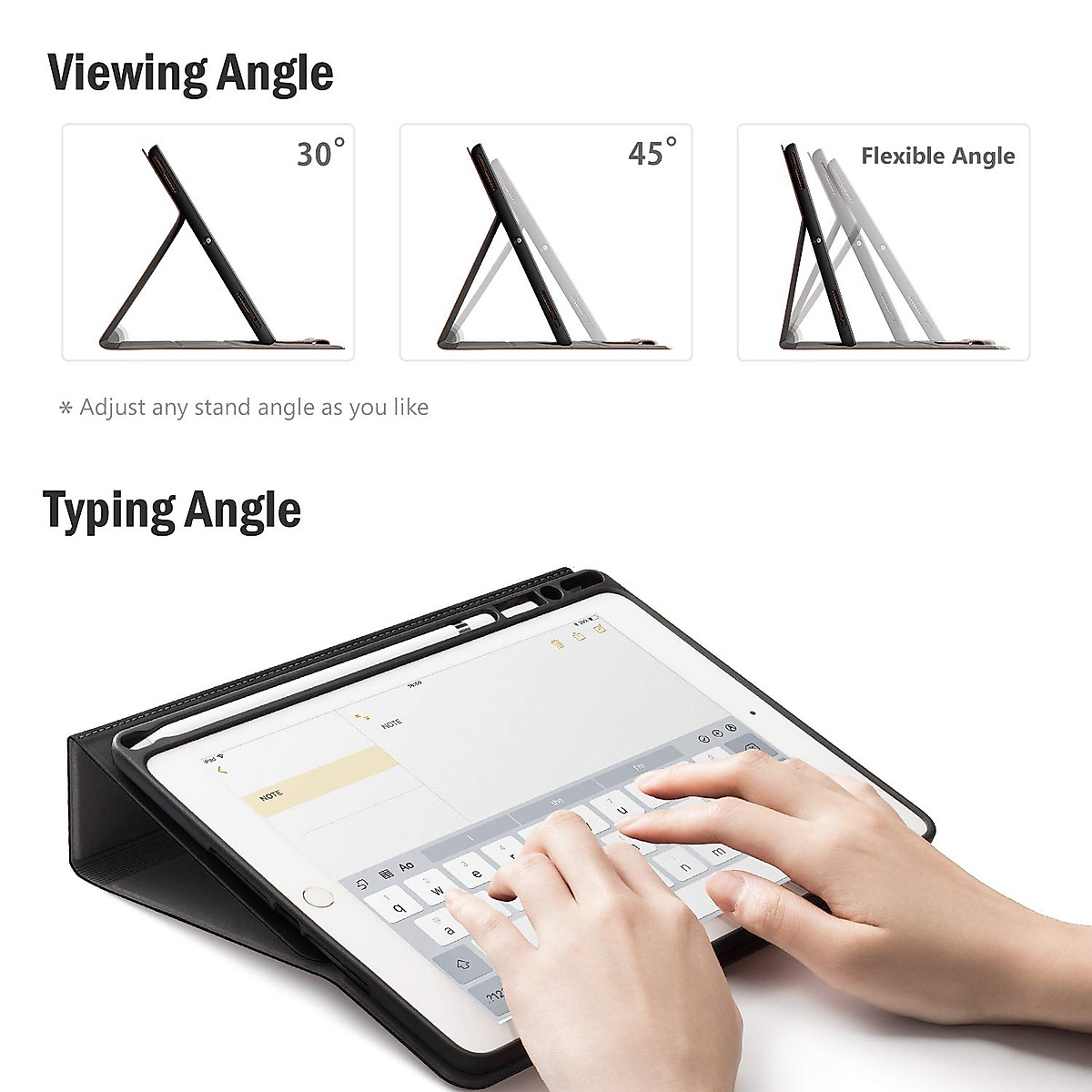 Antbox Case for iPad Pro 9.7/ iPad Air/iPad Air 2 with Built-in Pencil Holder Auto Sleep/Wake Function PU Leather Smart Cover (Black)