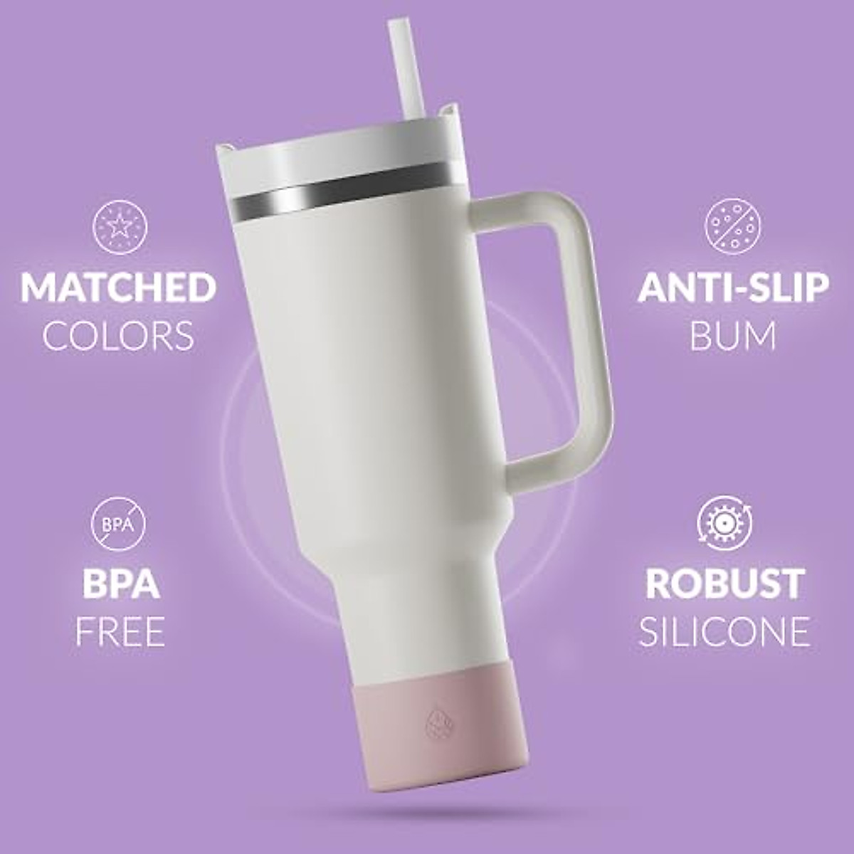 REUZBL Pastel Silicone Bottle Boot Sleeve for Stanley Tumblers 20-40oz, Hydro Flask Tumblers, Simple Modern Tumblers, Iron Flask Tumbler, Similar Tumblers, Tumbler Water Bottle Accessory