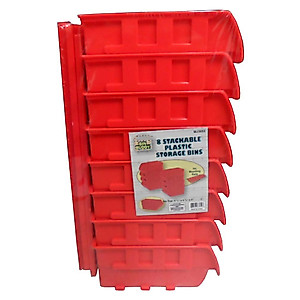 BIN BUDDY 8 Piece Stackable Storage Bins | Wall Mountable with Racks | Size Per 6.5" (16.5 cm) x 4.25" (10.8 cm) x 3" (7.6 cm) | Versatile Organization Tool