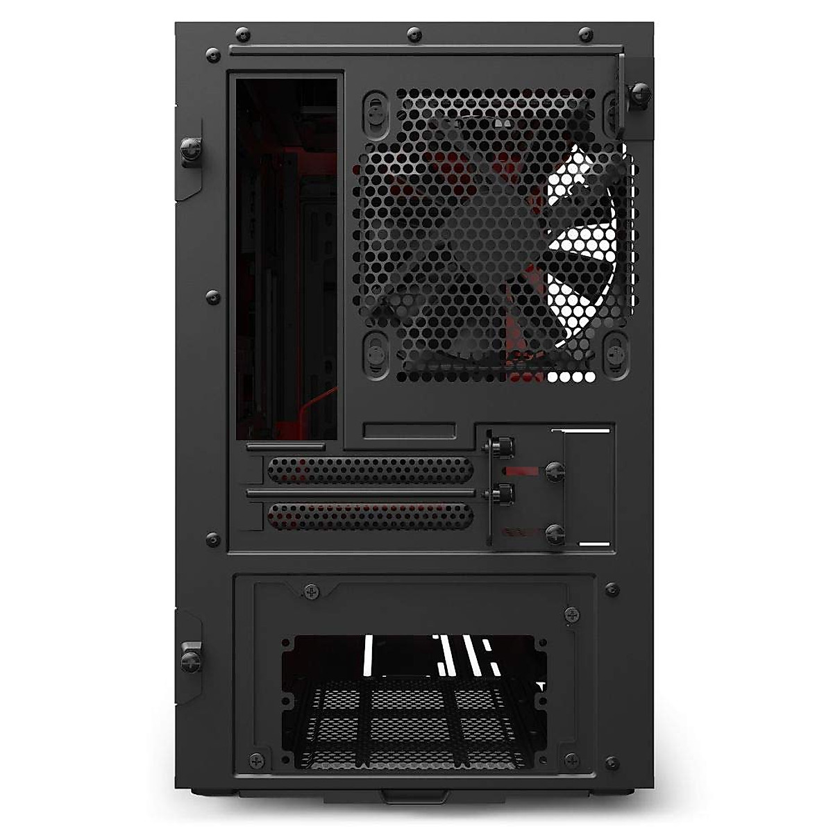 NZXT H210i - CA-H210i-BR - Mini-ITX PC Gaming Case - Front I/O USB Type-C Port - Tempered Glass Side Panel Cable Management - Water-Cooling Ready - Integrated RGB Lighting - Black/Red