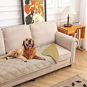 SUNNYTEX Waterproof & Reversible Dog Bed Cover Sofa, Couch Cover Furniture Protector for Pets, (30 * 70",Beige+Sand)