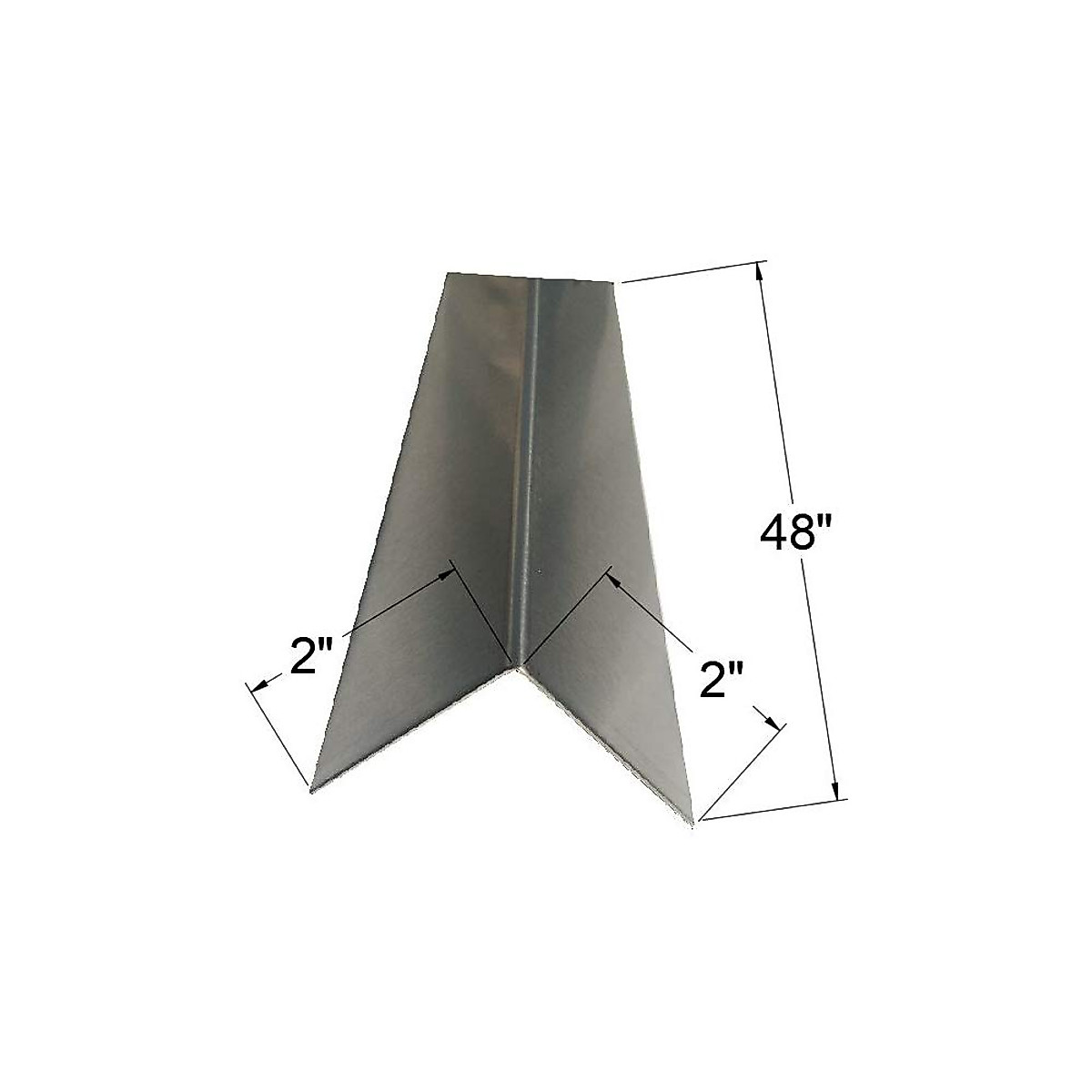 Epic QT Brushed 304 Stainless Steel Corner Guard, Protective Angle, 48'' Long (2 x 2, 20GA, No Hug Edges), Silver, CG304-2048-200200-NH