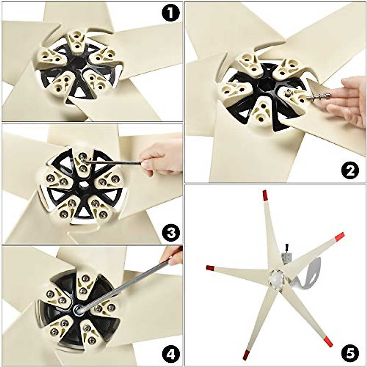 Nature’s Generator Wind Turbine Includes 100 Foot 12 AWG Cable, 5 Blades, Controller Box for Nature’s Generator, Land or Marine Use Day and Night