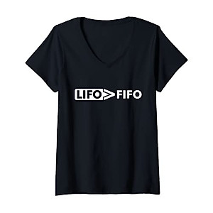 Womens LIFO > FIFO Accountant Controller CPA Bookkeeper Funny Cute V-Neck T-Shirt