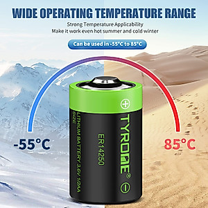 1/2 AA Size LS 14250 ER14250 3.6 Volt 1200 mAh Lithium Batteries 4 Pack, Tyrone Batteries Compatible for Dogwatch Dog Collar and Some of Movement Monitor/Home Security System/Alarm System