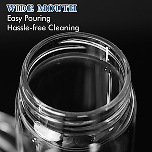 SUNNOW Clear Water Bottles Bulk, 6 Pack 16 oz Borosilicate Glass Water Bottle, Wide Mouth & Dishwasher Safe & Leak Proof & Reusable Gift for Women Men Teacher Nurse