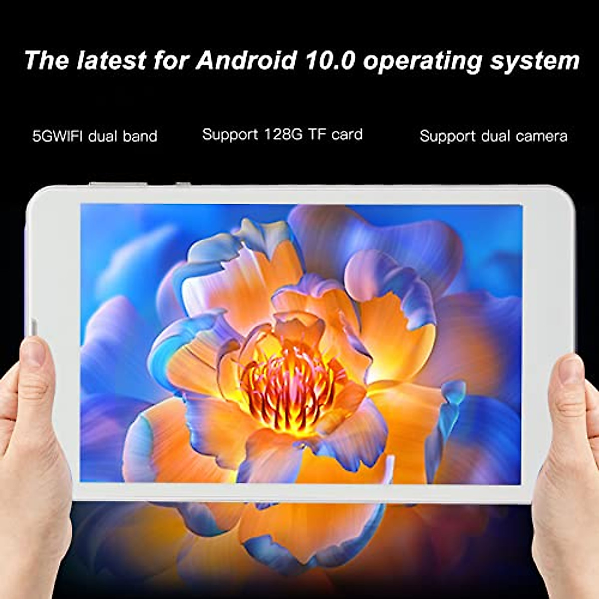 HD Tablet, 7in 5GWIFI Dual Band Tablet PC 32G Memory Storage Long Battery Life Kid Tablet for Android 10 System US Plug 100 to 240V (Gold)