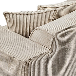 Yogald 78.74" Modern Minimalist Floor Loveseat Sofa, No Assembly Needed, Comfy Upholstered Small Couch, Compression Sofa for Living Room, Apartment, Studio, or Office (Corduroy Beige)