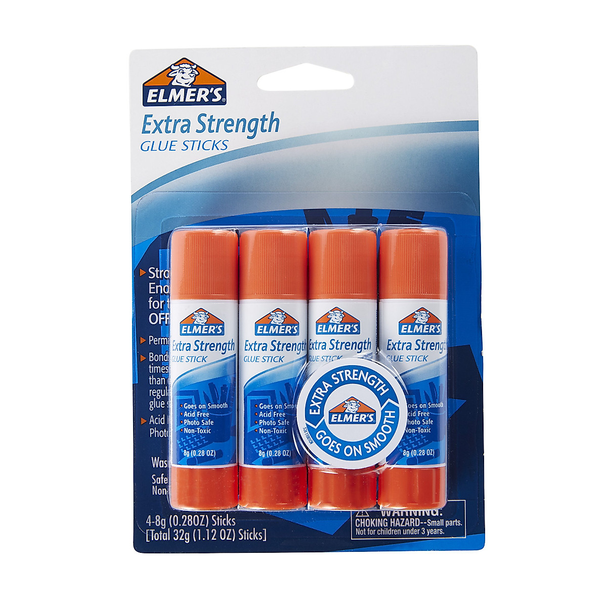 Elmer's Extra Strength Glue Sticks, Washable, 8 Grams, 4 Count