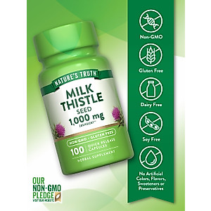 Milk Thistle Extract Capsules | 1000mg | 100 Count | Non-GMO & Gluten Free Supplement | by Nature's Truth