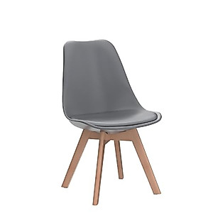 Yaheetech Dining Chairs Accent Chair with Beech Wood Legs Modern Mid Century Eiffel Inspired Chair, Dark Gray, 4Pcs