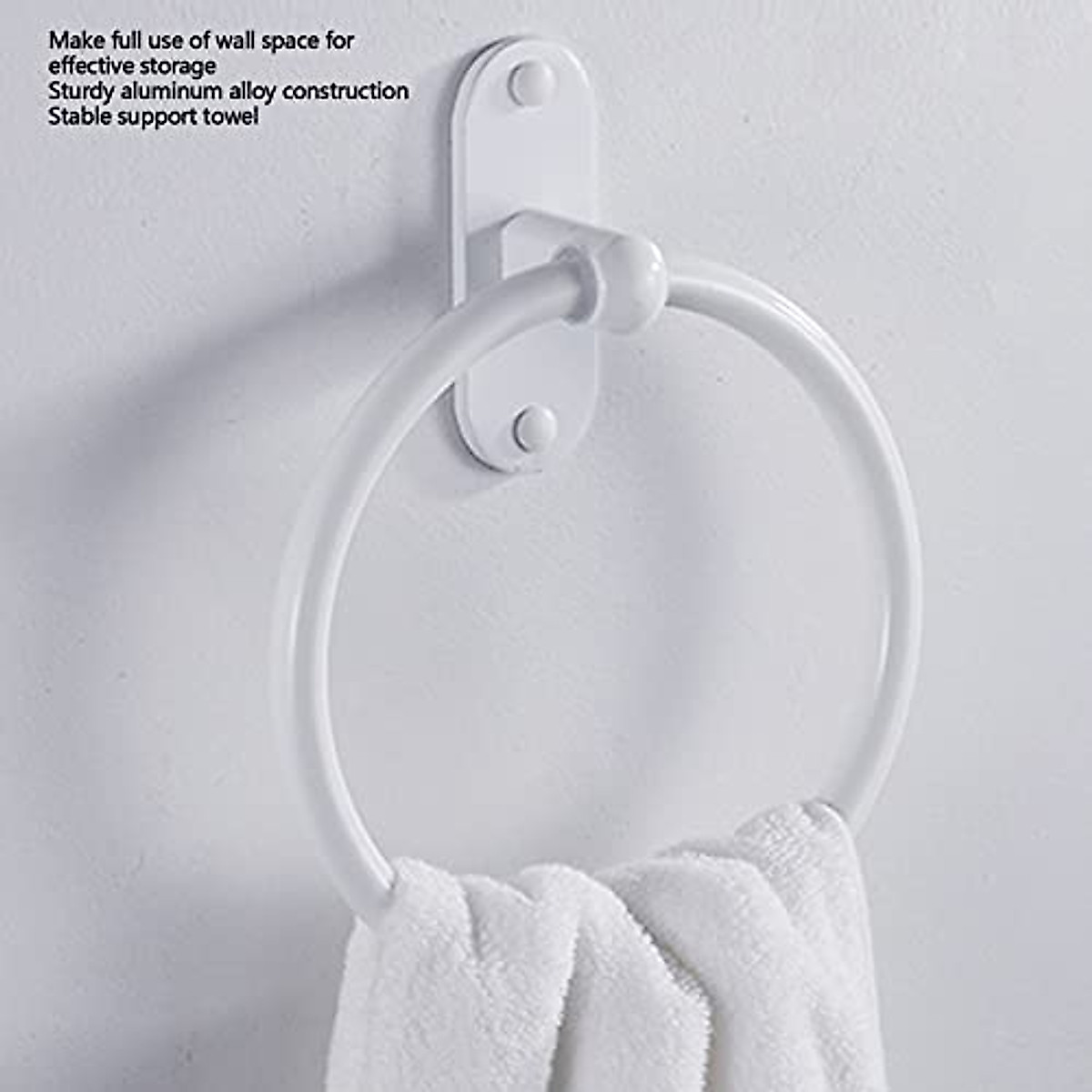 Bathroom Towel Holder, Aluminium Alloy Space Saving White Elegant Style Washroom Hand Towel Rings, Hangers Wall Mount Heavy Duty Storage for Hotel Bathroom Kitchen