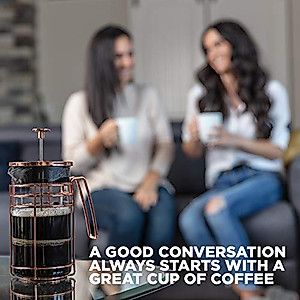 French Press and Tea Maker - 1000ml Coffee Maker Press - Premium Coffee Press with Rose Gold Finish - Thick Glass and Stainless Steel Coffee Brewer - French Press Coffee Maker for Tea, Latte, Expresso