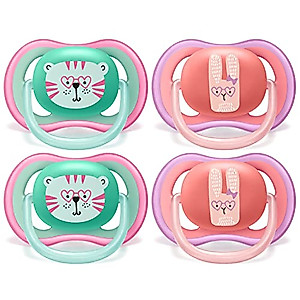 Philips Avent Ultra Air Pacifier, 18+ Months, Pink and Green, 4 Pack, SCF349/45