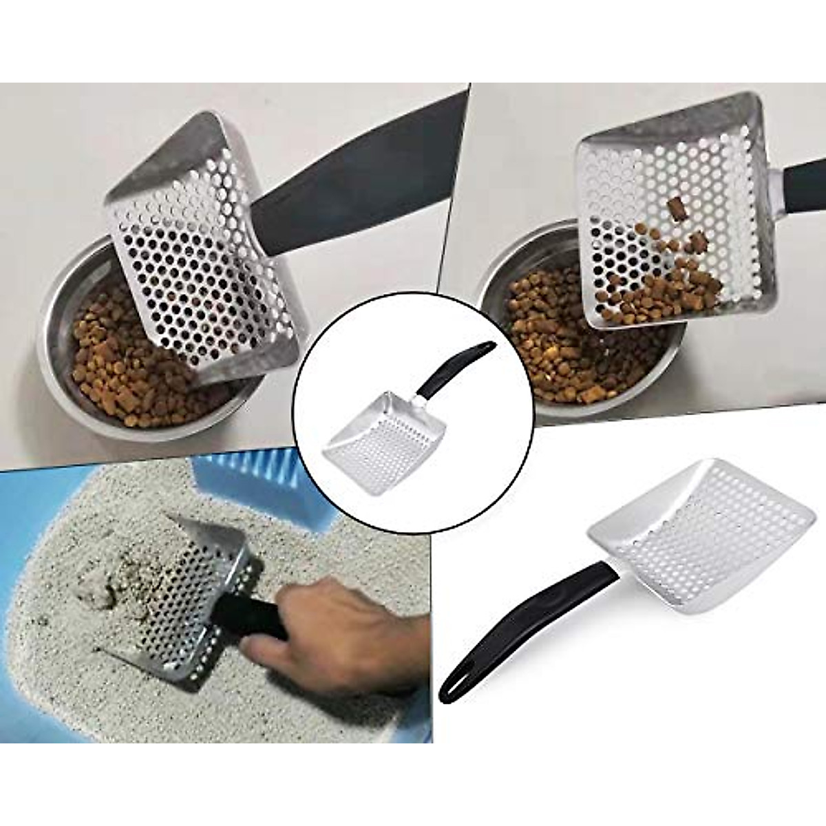 DS. DISTINCTIVE STYLE Cat Litter Scoop Deep Shovel Metal Sifter (Small Round Holes)