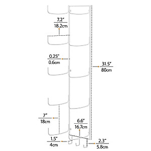 Wallniture Guru Foam Roller & Yoga Mat Holder Wall Mount with 3 Hooks for Hanging Yoga Strap, Resistance Bands, 5-Sectional Metal (White)