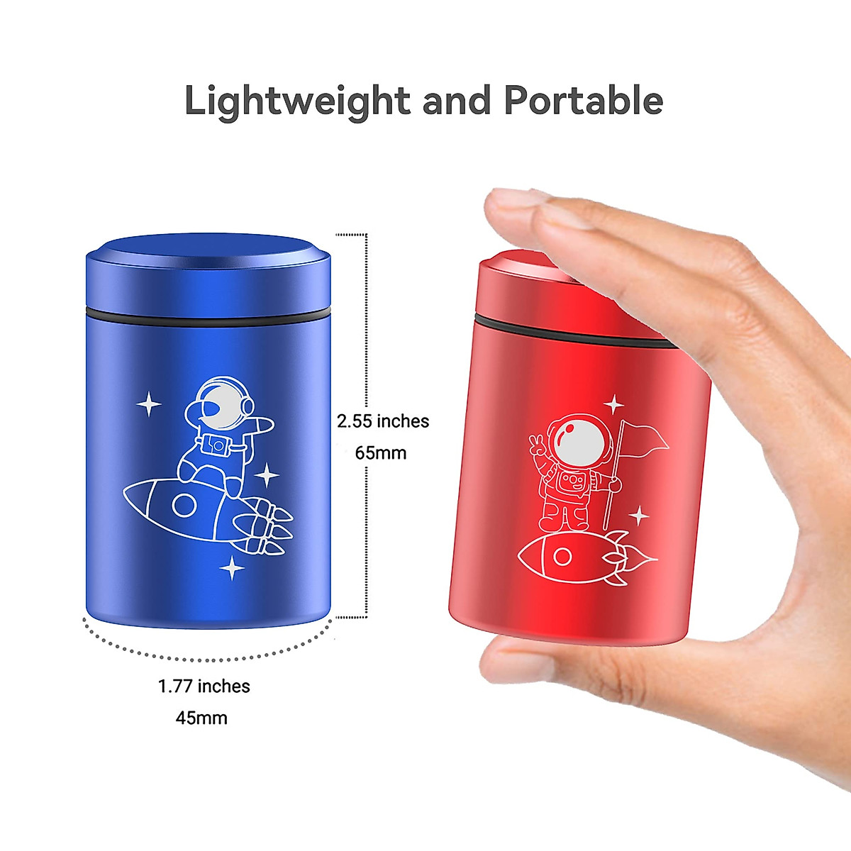 CUMFYHOUS 2 Pack Portable Aluminum Storage Jar,Airtight Smell Proof Container,Stash Jar with Screw-Top Lid Lock Odor,Double Sealed Airtight Jar,Multipurpose Container for Herb Spices,Coffee & Teas