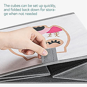 Navaris Kids Storage Cubes (Set of 3) - Storage Boxes 11x11x11 with Animal Designs - Children's Cube Bins Fabric Organizer Bin - Alpaca/Giraffe/Owl