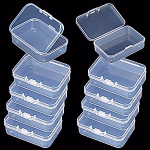 GBSTORE 10 pcs Small Clear Plastic Storage Box Mini Rectangle Bead Organizers Box Case Container for Jewelry Earplugs Crafts Nail Decoration Small Items