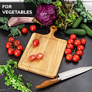 Cutting Board - 13.5x8 Inches Small Wood Cutting Board with Handle - Oak Cutting Board - 20 mm Thin Cutting Board - Real Wood Cutting Board - Chopping Board for Kitchen - Edge Grain Oak Wood Board