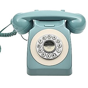 Retro Phone, Sentno Vintage Landline Phone Classic Antique Corded Telephone with Redial Button Desktop Phone for Home Office Hotel Use (Blue)