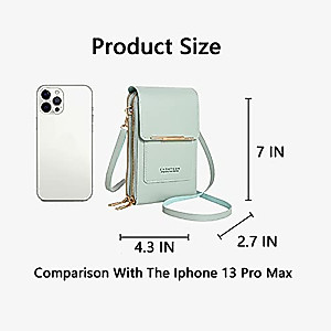Women's Anti-theft Leather Crossbody RFID Blocking Bag,Mini Touch Screen One Shoulder Mobile Phone Purse (BLUE)