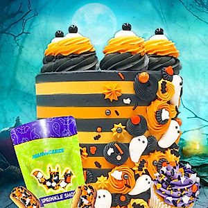 Manvscakes, pink sprinkles, valentines, cake sprinkles, gluten free, cookies, chocolate, fondant, princess topping, ice cream, edible, dessert decoration (Orange black)