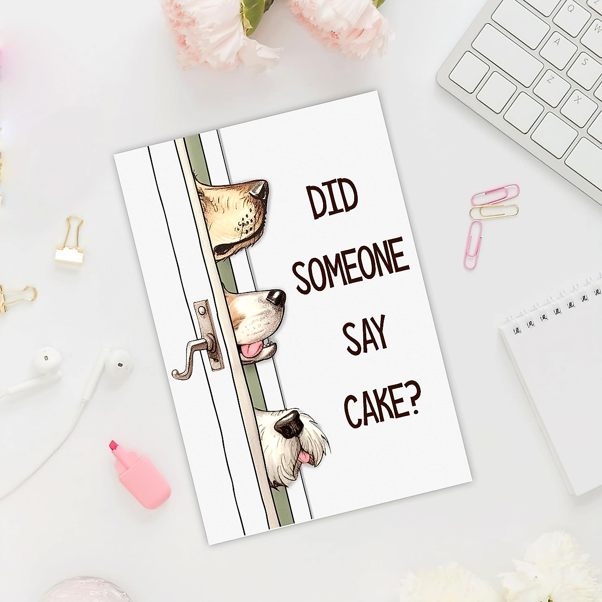 popmazing Cute Dog Birthday Cake Card for Woman Men, Happy Birthday Card from Dog, Birthday Cards Funny for Dog Lovers, Humor Dog Bady Greeting Card - 5 x 7 Inches