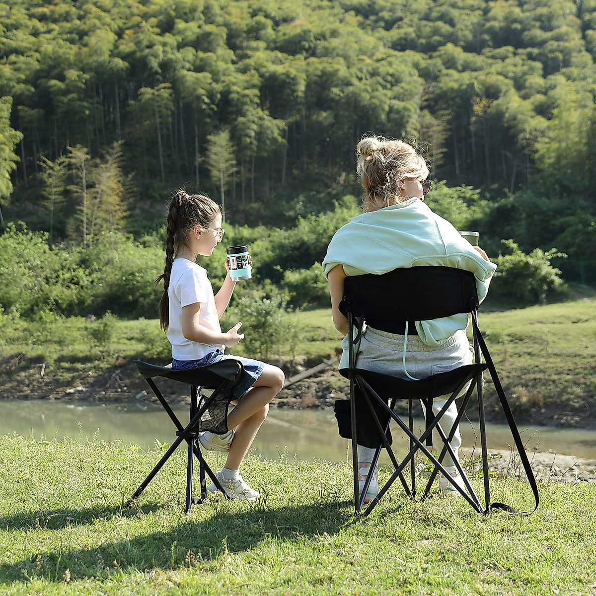 PORTAL Extra Large Quick Folding Tripod Stool with Backrest Fishing Camping Chair with Carry Strap