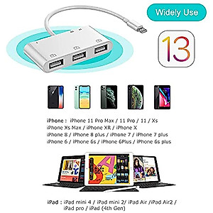K-mate Compatible with iPhone/iPad to USB Adapter, 6 in 1 USB Camera to iPhone/ iPad Adapter with SD & TF Card Reader, Power Delivery, Compatible with iPhone/iPad/iPod and More USB Device White