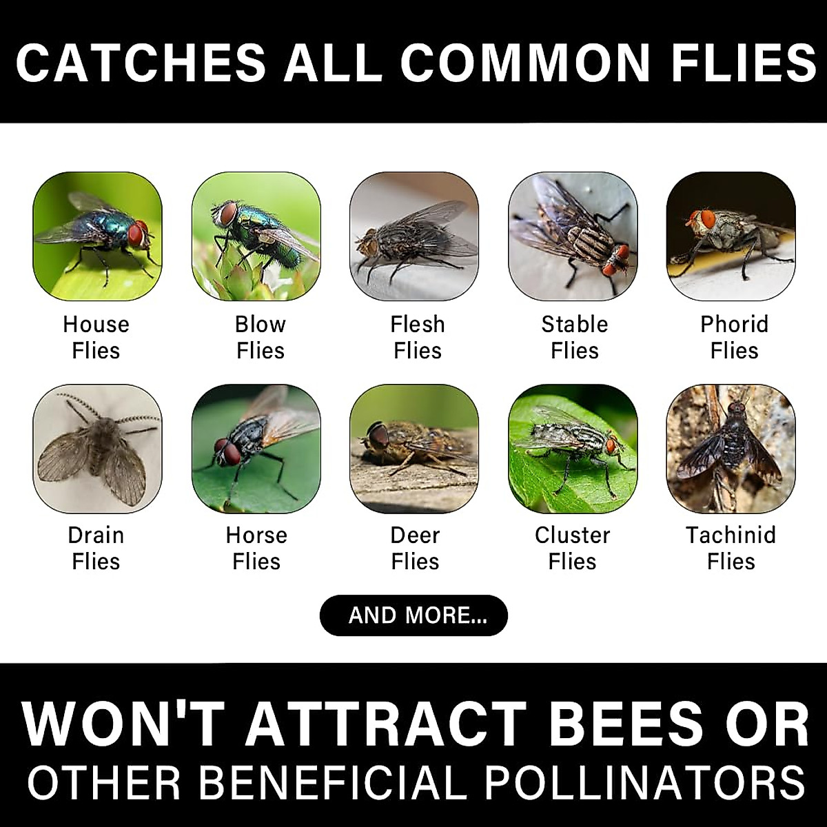 Hescaz Pack of 6 Fly Bags Outdoor Disposable, Fly Traps Outdoor, Includes 6 Baits, Fly Catcher Outdoor for Butcher's Stall, Orchards, Barns, Ranch, Farm, Patio, Camping