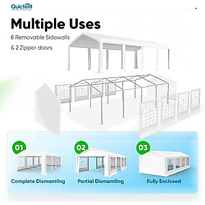 Quictent Premium 13x26 Party Tent Heavy Duty Outdoor Gazebo White Event Shelter Wedding Canopy Tent for Parties Carport BBQ with Removable Sidewall Windows & Storage Bags