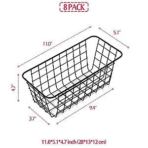 XINFULL 8 Pack Wire Storage Baskets Household Metal Wall-Mounted Containers Organizer Bins for Kitchen Bathroom Freezer Pantry Closet Laundry Room Cabinets Garage Shelf, Medium