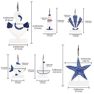 Nautical Place Card Holders Set of 6, Wooden Sea Theme Table Number Name Card Photo Holders for Beach Weddings Coastal Parties and Home Decor