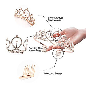 CIEHER Crowns for Women,Birthday Girl Sash & Rhinestone Tiara Kit,Birthday Girl Crown,Birthday Crowns for Women, Birthday Tiara for Girls,Rose Gold Tiara,Crown Royal Gifts