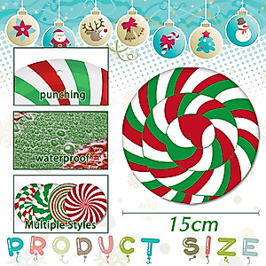 Flyowl 16 PCS Candy Christmas Outdoor Decorations Christmas Tree Hanging Ornaments Peppermint Lollipop Candy Yard Signs Tree Porch Yard Xmas Decor