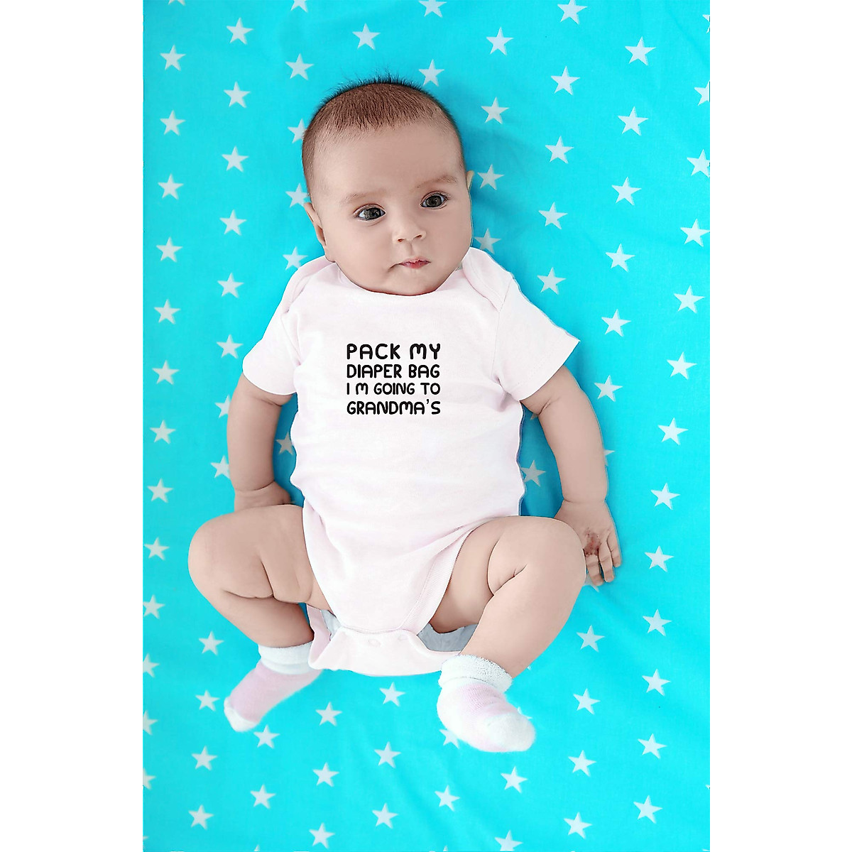 CBTwear Pack My Diaper Bag, I'm Going To Grandma's House - Funny One-piece Infant Baby Bodysuit (6 Months, White)