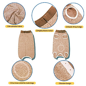 Tonqixope Dog Surgery Recovery Suit-Comfortable & Breathable Dog Recovery Suit After Surgery,Dog Surgical Recovery Suit Female Male,Prevent Licking Dog Onesies,Substitute E-Collar & Cone-Brown Medium