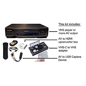 Panasonic VCR and VHS-C Adapter for VHS to DVD Transfer w/Remote, USB, HDMI (Mono)