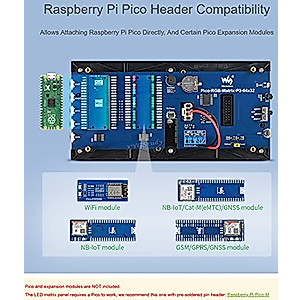 XYGStudy RGB Full-Color Multi-Features Digital Clock for Raspberry Pi Pico, 64×32 Grid, Accurate RTC