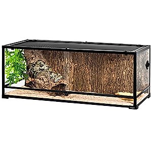 REPTI ZOO 67 Gallon Reptile Large Terrarium Newly Upgraded All Glass 48" x 18" x 18" Double Hinge Door with Top Ventilation Reptile Terrarium(Knock-Down)