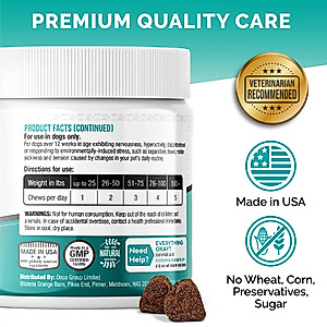 PREMIUM CARE Hemp Calming Chews for Dogs Anxiety - Made in USA, Calming Dog Treats, Dog Calming Chews - Anxiety Relief Treats, Dog Barking Deterrent, Anxiety Relief for Dogs, 60 Duck-Flavored Chews