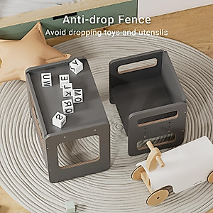 Tilhumt Montessori Weaning Table and Chair Set for Toddler Age 1-4, Kids Table and Chair Set, Adjustable Height Activity Table with Fence for Read, Play, Arts, Crafts (Upgraded)