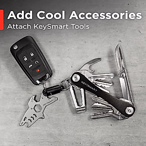 KeySmart Key Holder for Keychain Key Ring - Compact Key Organizer Key Chain Key Case, Minimalist Pocket-Sized EDC Keychain, Loop Piece for Car Fobs, Expandable (up to 22 Keys, Black)