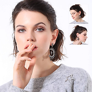 Moon and Sun Earring,Sterling Silver with Rhinestone Punk Earring Asymmetric Ear Line Long Earrings for Women Teen Jewelry Golden Boho Vintage Statement Earrings