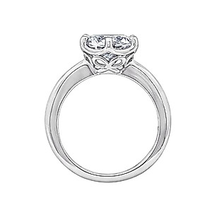 Amazon Essentials Platinum-Plated Sterling Silver Solitaire Ring set with Round Infinite Elements Cubic Zirconia (3 cttw), Size 7 (previously Amazon Collection)