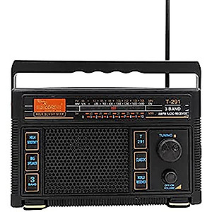 5 Core Portable Radio AM/FM Classic Vintage Battery Operated Radio Retro Transistor Best Reception Antenna Sound 3 Band Indoor and Outdoor Radio T-291
