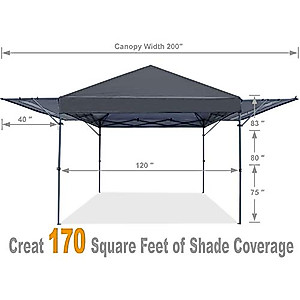 MASTERCANOPY 10x10 Pop-up Gazebo Canopy Tent with Double Awnings Dark Gray