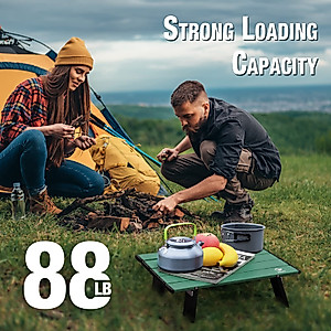 VILLEY Portable Mini Folding Beach Table, Ultralight Aluminum Side Table with Carry Bag for Camping, Picnics, and Outdoor Activities - Green